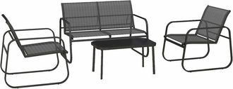 OUTSUNNY Ensemble salon de jardin 2 fauteuils canap&eacute; 2 places table basse