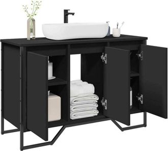 vidaXL Vidaxl - Armoire lavabo de salle de bain noir 91x35x60 cm