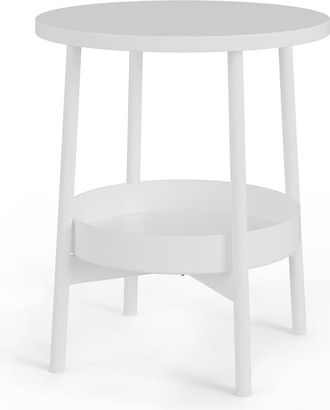 Vicco Beistelltisch Riono, Weiß, 40 x 40 cm mit zusätzlicher Ablagefläche