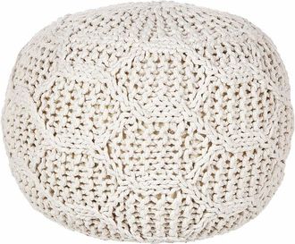 Beliani Beliani - Pouf Hellbeige aus Baumwolle Makramee 50 x 50 x 35 cm Rund Boho Stil Wohnaccessoires für Wohnzimmer Schlafzimmer Flur