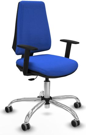 Piqueras y Crespo Office Elche Stuhl mit 1D-Armlehnen, ausgestattet mit Basiskontakt und Schneideschaum, mit Rollen 65 mm, Parkett, Blau