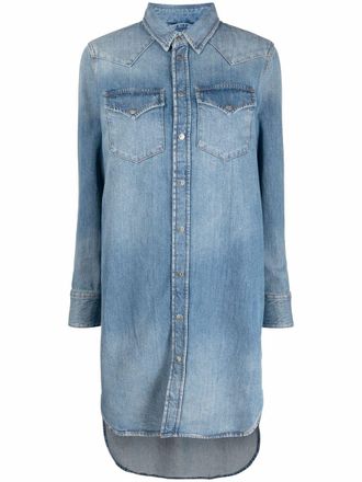 Diesel robe-chemise en jean &agrave; manches longues - Bleu