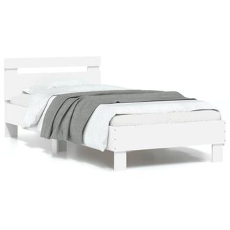 vidaXL Vidaxl - Cadre de lit blanc 90x190 cm avec lumi&egrave;res LED - Bois ding&eacute;nierie - T&ecirc;te de lit avec support - Assemblage requis