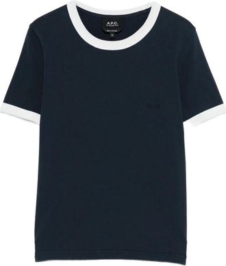 A.P.C. A.p.c., Femme, Tops, Bleu, Taille: 36 FR Ringer Crop T-Shirt