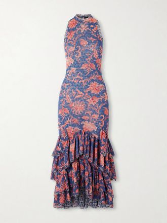 Etro Midikleid Aus T&uuml;ll Mit Paisley-print Und R&uuml;schen - Blau