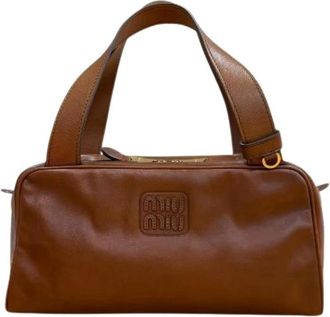 Miu Miu Sac &agrave; main en cuir doccasion - Femme - Pre-owned - Brun - Taille: ONE Size