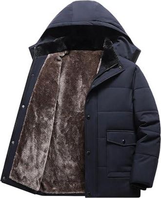 Generic Doudoune chaude dhiver pour homme grande taille, doubl&eacute;e polaire, &agrave; capuche, imperm&eacute;able, matelass&eacute;e, parka &eacute;paisse et chaude, bleue, taille 4XL