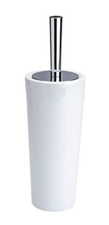 WENKO Ensemble WC Céramique Modèle Coni | Brosse WC Design Fermée en céramique blanche | Porte Brosse Inclus avec tête interchangeable | Dimensions Ø 11,5 x