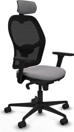 Piqueras y Crespo Atmungsaktiver B&uuml;rostuhl mit 3D-Armen, h&ouml;henverstellbare Lendenwirbelst&uuml;tze und h&ouml;henverstellbares Kopfteil, Schwarz / Grau