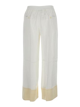 Toteme Womens Pants Satin Drawstring White Trousers