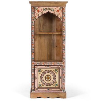 Giner&Colomer Giner Y Colomer - Biblioth&egrave;que en bois de manguier avec d&eacute;tails floraux peints &agrave; la main