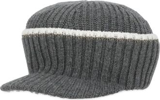 Brunello Cucinelli Baseballkappe mit geripptem Saum - Grau