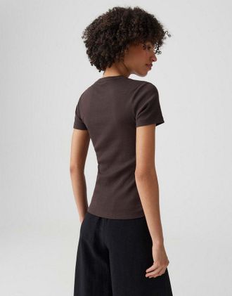 OPUS T-Shirt Samuna Feines Rippshirt Slim aus BCI Cotton Mix schmale Passform, elastischer Stoff