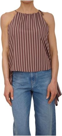 Pinko Pinko, Femme, Tops, Brun, Taille: 38 FR Top sans manches