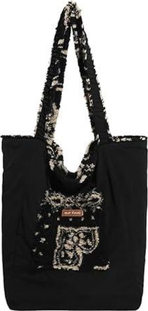 Generic Sac &agrave; main en peluche de grande capacit&eacute;, sac &agrave; bandouli&egrave;re, sac de courses d&eacute;contract&eacute; pour femme, shopping, Noir, 370*300*160MM