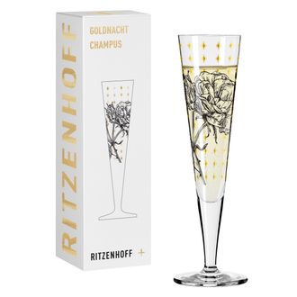 Ritzenhoff 1071030 Champagnerglas 200 ml - Serie Goldnacht Nr. 30 - Rosen-Garten-Motiv mit Echt-Gold - Made in Germany