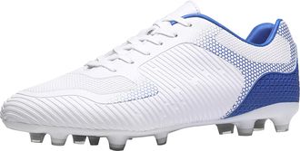 Dream Pairs Herren Fu&szlig;ballschuhe Professionelle Athletics Trainingsschuhe Schuhe Fussballschuhe Outdoor Sport Football,Size 44.5,Weiss/K&ouml;niglich,SUPERFLIGHT-2