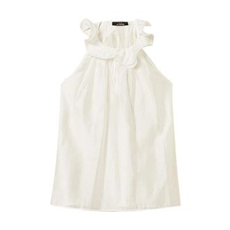 Twin-Set Actitude, Femme, Tops, Blanc, Taille: 36 FR Top en voile &agrave; volants