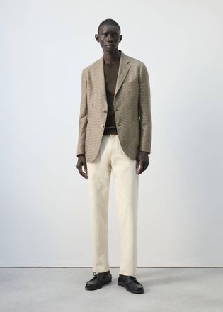 Mango Veste 100 % lin poches plaqu&eacute;es marron - Homme - 46 - MANGO MAN