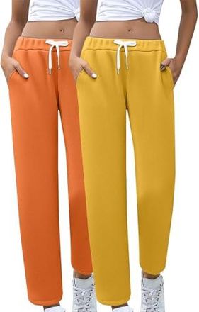 Generic Lot de 2 Pantalon De Running Femme Chic &Eacute;t&eacute; Pant Longue Stretch Tendance Comfy Streetwear D&eacute;tente Mode Costume Classique Basique Taille Elastique 2026