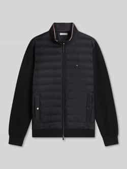 Tommy Hilfiger Regular Fit Strickjacke mit Steppeinsatz aus Baumwoll-Mix