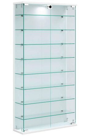 MID.YOU Mid.you Vitrine Relas, Weiß, Glas, 8 Fächer, 59x114x17 cm, stehend, hängend, Esszimmer, Vitrinen