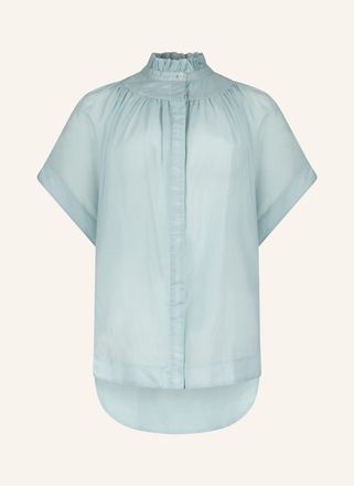 Helene Galwas Bluse Aus Baumwoll-Seiden Mischung Idis blau