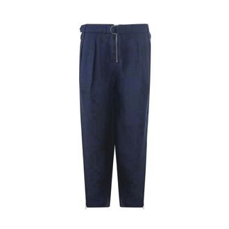 Emporio Armani Relaxed Fit Bundfaltenhose mit G&uuml;rtel - - Trousers - Herren - Blau - XL