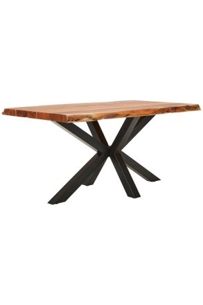 Landscape Esstisch, Natur, Schwarz, Holz, Metall, Akazie, massiv, Holz, rechteckig, X-Form, 90x76x160 cm, Variantenauswahl, Holzm&ouml;bel, Holztische, Esstische Hol