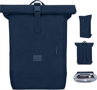 Johnny Urban Rolltop Rucksack Damen & Herren Dunkelblau - Robin Large - Tagesrucksack mit 16 Zoll Laptopfach - Recyceltes PET - 18-22L - Wasserabweisend