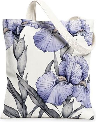 Generic Sac fourre-tout en toile avec fleurs diris printaniers pour le shopping, 33 x 38 cm, simple et mignon, sac d&eacute;picerie r&eacute;utilisable pour femme, motif bo