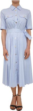 Fracomina Femme, Robes, Bleu, Taille: 38 FR Robe Midi Ceintur&eacute;e