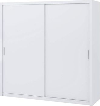 Selsey Rinker - Schwebet&uuml;renschrank/Kleiderschrank 2-t&uuml;rig mit 2 Kleiderstangen, 220 cm (Wei&szlig; Matt ohne Spiegel)
