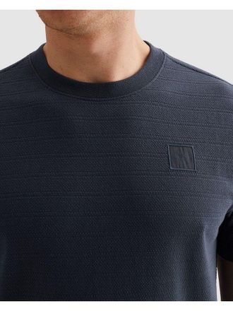 PME Legend T-Shirt Short Sleeve Jacquard Striped mit Rundhals, Baumwoll-Qualit&auml;t