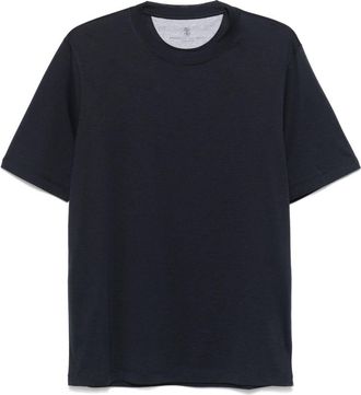 Brunello Cucinelli t-shirt &agrave; col rond - Bleu