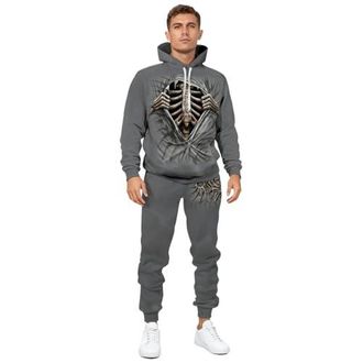 Generic Surv&ecirc;tement 2 pi&egrave;ces pour homme Motif t&ecirc;te de mort 3D Halloween, Halloween-04, 5XL