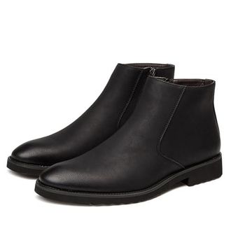 Generic Bottines Chelsea classiques r&eacute;tro en cuir v&eacute;ritable avec fermeture &eacute;clair lat&eacute;rale pour homme, Noir, 39 2/3 EU