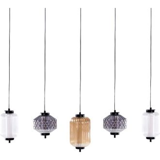 Beliani Beliani - Lampe Suspendue en M&eacute;tal avec Abat-Jour en Verre 5 Lampes Multicolore Sullane