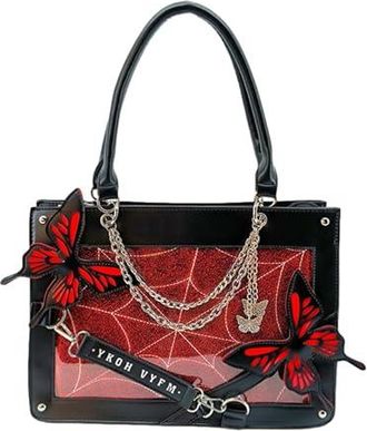 Generic Sac fourre-tout papillon de style sombre - Sac fourre-tout gothique r&eacute;utilisable pour femme - Pour pique-nique, voyage, plage, shopping - Pour un usag