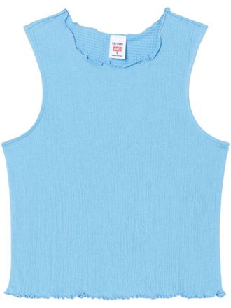 Re/Done Cropped-Oberteil in Knitteroptik - Blau