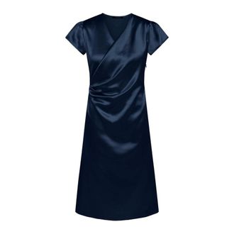 Bruuns Bazaar Femme, Robes, Bleu, Taille: 40 FR El&eacute;gant Robe Bleu Fonc&eacute; Drapp&eacute;e