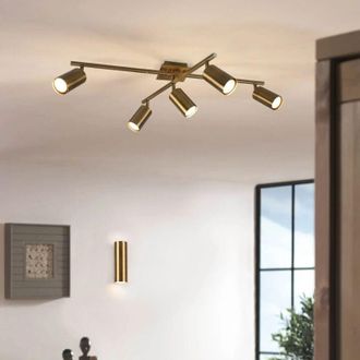 Trio Plafonnier 5 Spots Orientables Lighting Marley Laiton Vieilli