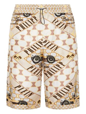 Philipp Plein short imprimé Cool Kid Cut en soie - Tons neutres