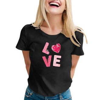 Generic T-shirt &agrave; manches courtes et col rond pour femme 2026, Noir, S