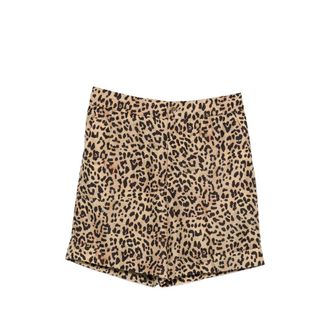 Valentino Leopard Print Cotton Shorts - Beige