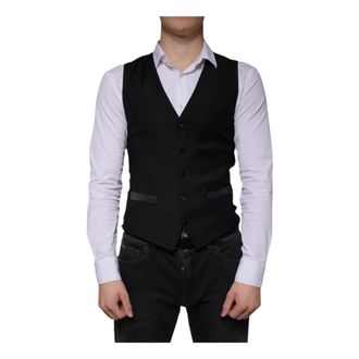 Dolce & Gabbana Schwarzes Wollwestenkleid formelle Weste - - Suits - Herren - Schwarzk - XS