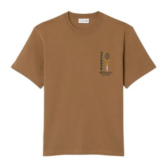 Lacoste Cotton Jersey Embroidery Print Tee - - Tops - Herren - Braun - XL