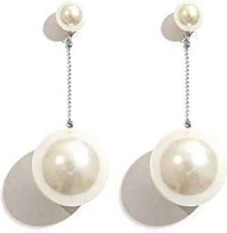 Generic Boucles doreilles pendantes &agrave; la mode compatibles avec les femmes filles oreilles sensibles boucles doreilles en fausse perle surdimensionn&eacute;es | Boucl
