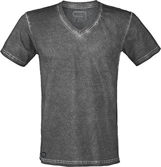 RED by EMP Homme T-Shirt Basique Gris foncé avec Lavage Individuel L