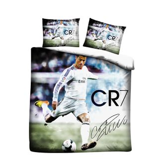 Generic Teenager Bettw&auml;sche Football 3D Druck Mikrofaser Bettbezug Fu&szlig;ball-Vereins Zimmer Dekor Bettw&auml;sche-Sets 3Teilig mit Rei&szlig;verschluss (A, 135X200/50X75cm